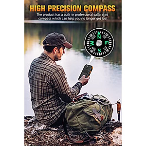 Feeke Solar-Charger-Power-Bank - 36800mAh Portable Charger,QC3.0 Fast Charger Dual USB Port Built-in Led Flashlight and Compass for All Cell Phone and Electronic Devices(Orange)