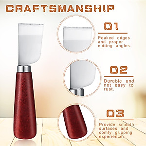 5 Pieces Leather Knife Set Includes 7 in 1 Leather Groover Tool 2 Pieces Leather Edge Beveler Leather Cutting Knife Sandalwood Leather Craft Device, Handle Leather Tools for DIY Leather Craft Cutting