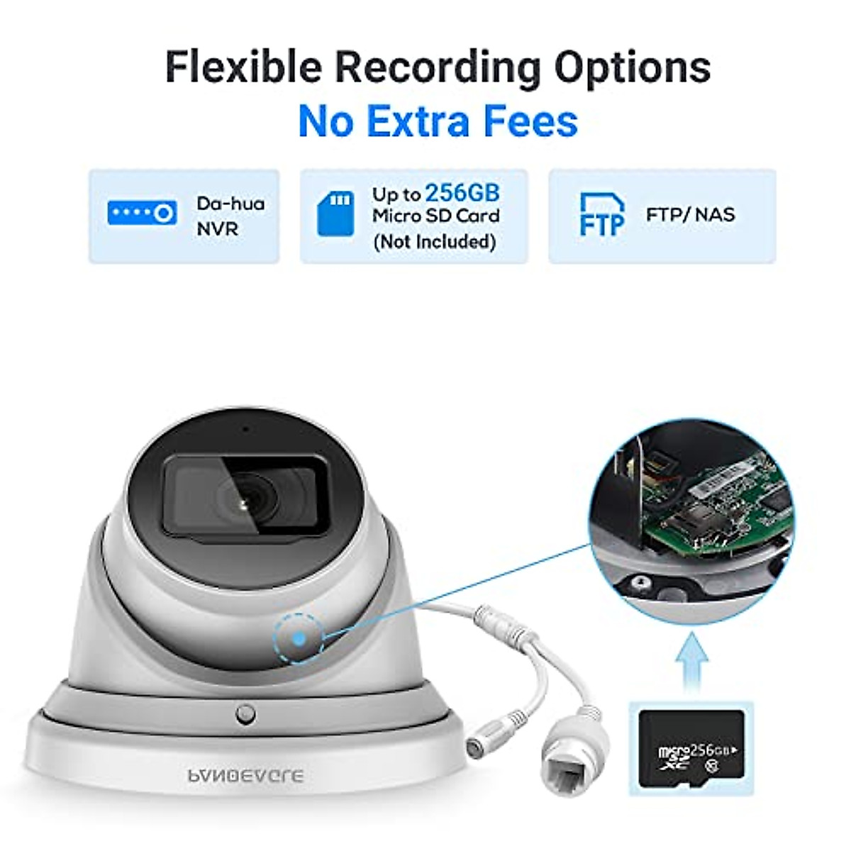 PANOEAGLE Starlight 8MP POE IP Camera Turret, Outdoor 4K Security Camera with Human Vehicle Detection, Built-in Mic, SD Card Slot, 98ft IR Night Vision, 2.8mm Wide Angle Lens, IP67 Waterproof, IVS