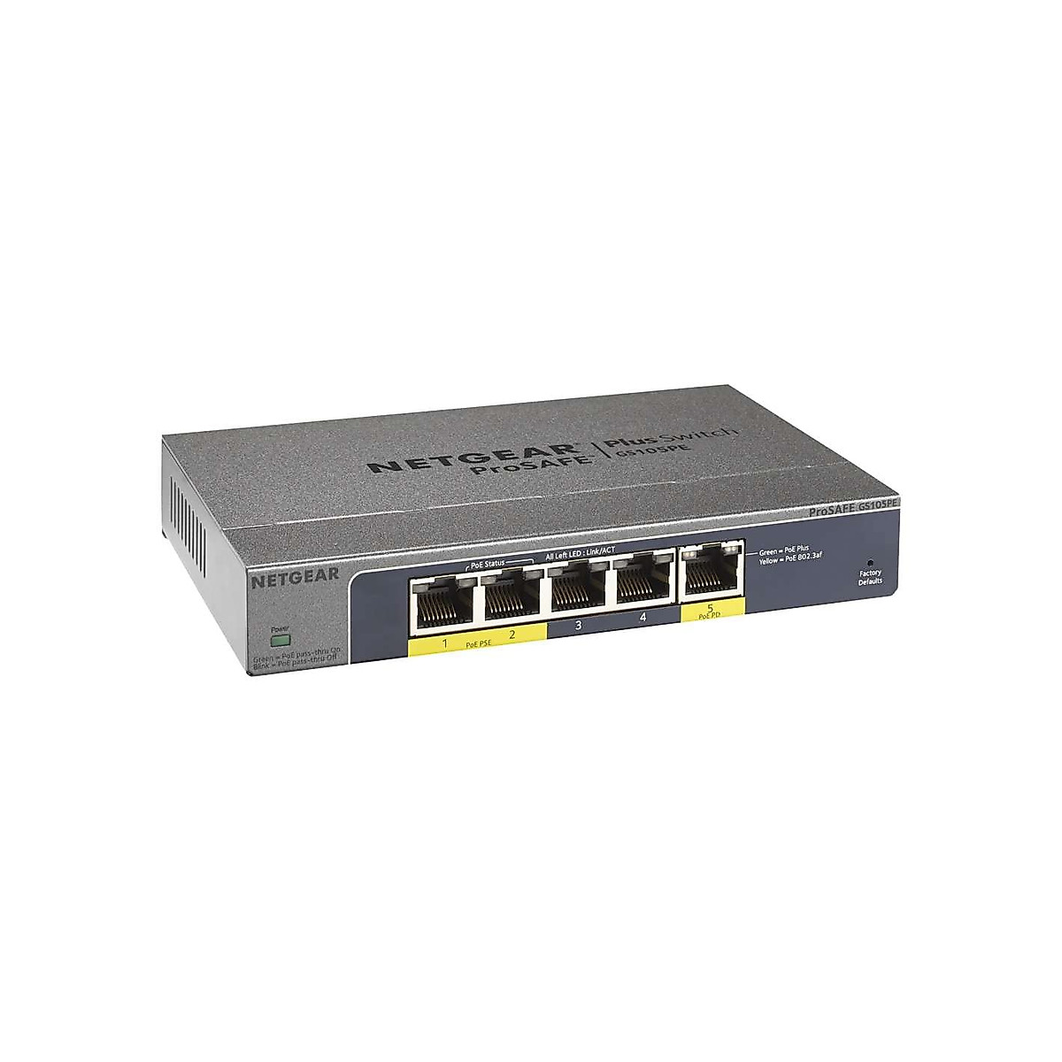 Netgear ProSAFE Plus Gigabit Switch with PoE (GS105PE-10000S)