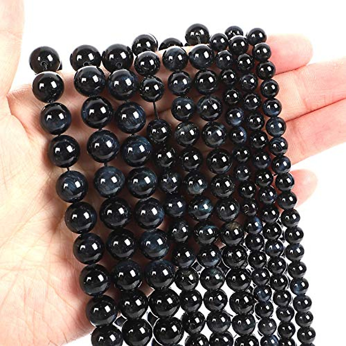 YU Natural Stone Beads Navy Tiger Eye Stone Loose Beads for Jewelry Making Needlework DIY Bracelet Strand 4-12 MM T715 (Color : H7202, Item Diameter : 4mm About 92 pcs)