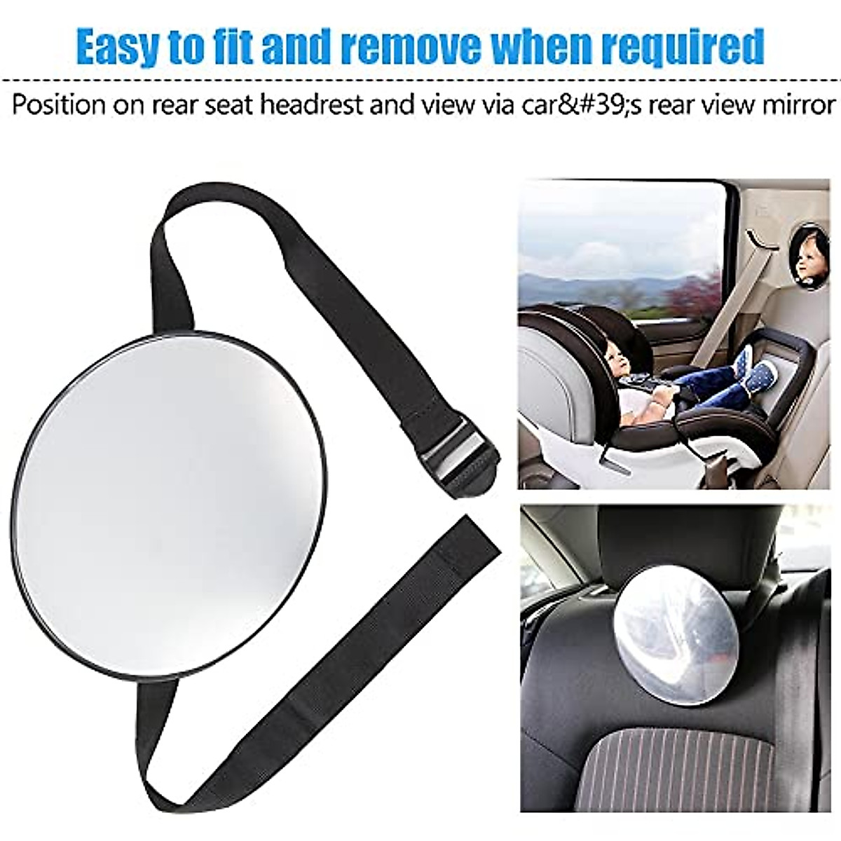 Kiminors Car Safety Easy View Back Seat Mirror Baby Facing Rear Ward Child Infant Care,white,