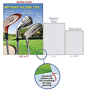 The Best Card Company - 1 Large Birthday Card with Envelope (8.5 x 11 Inch) - Fun Wordy Celebration Card for Birthdays - Golfing Tips J9002BDG