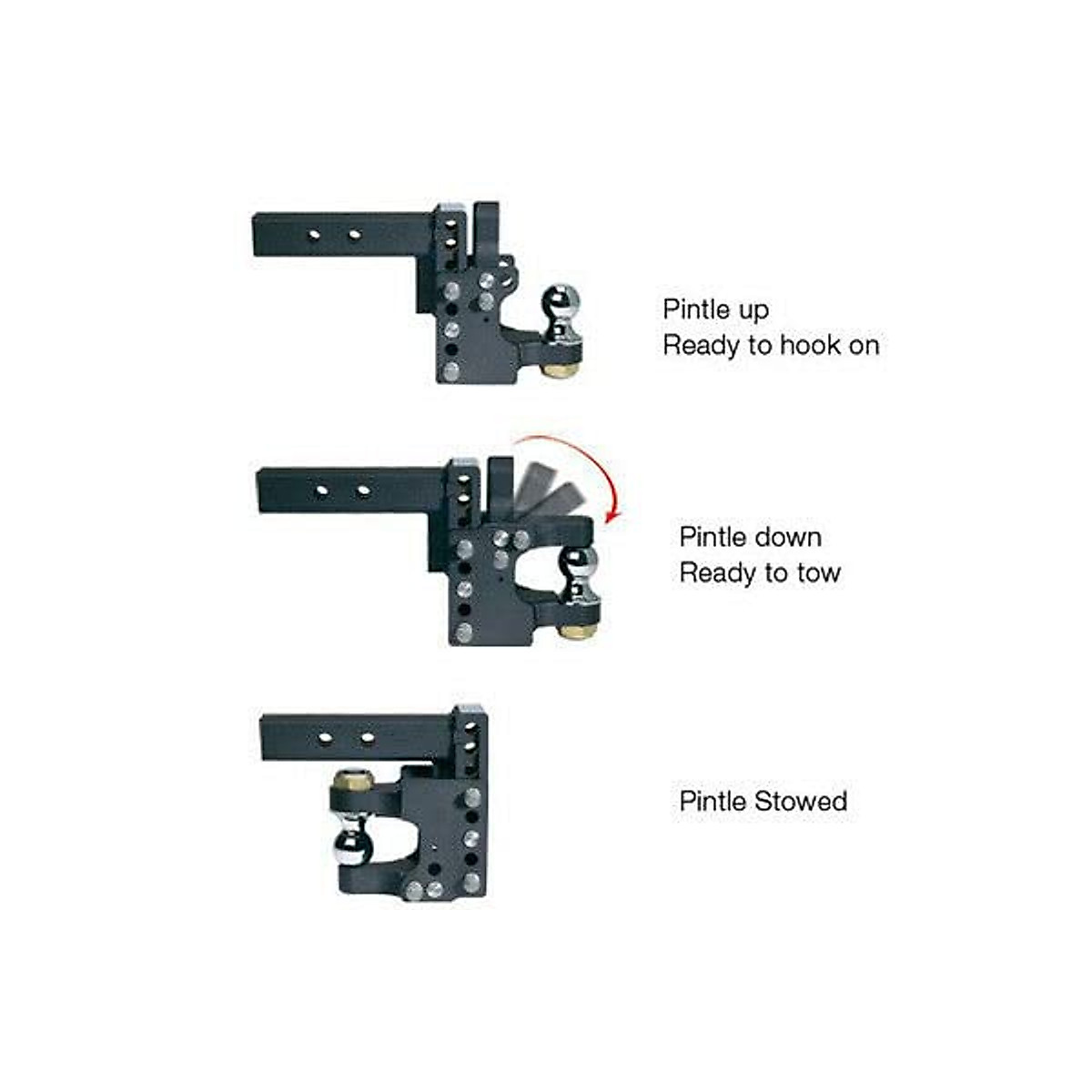 B&W Trailer Hitches Pintle Tow & Stow - Fits 2" Receiver, 2-5/16" Ball, 8.5" Drop - TS10056