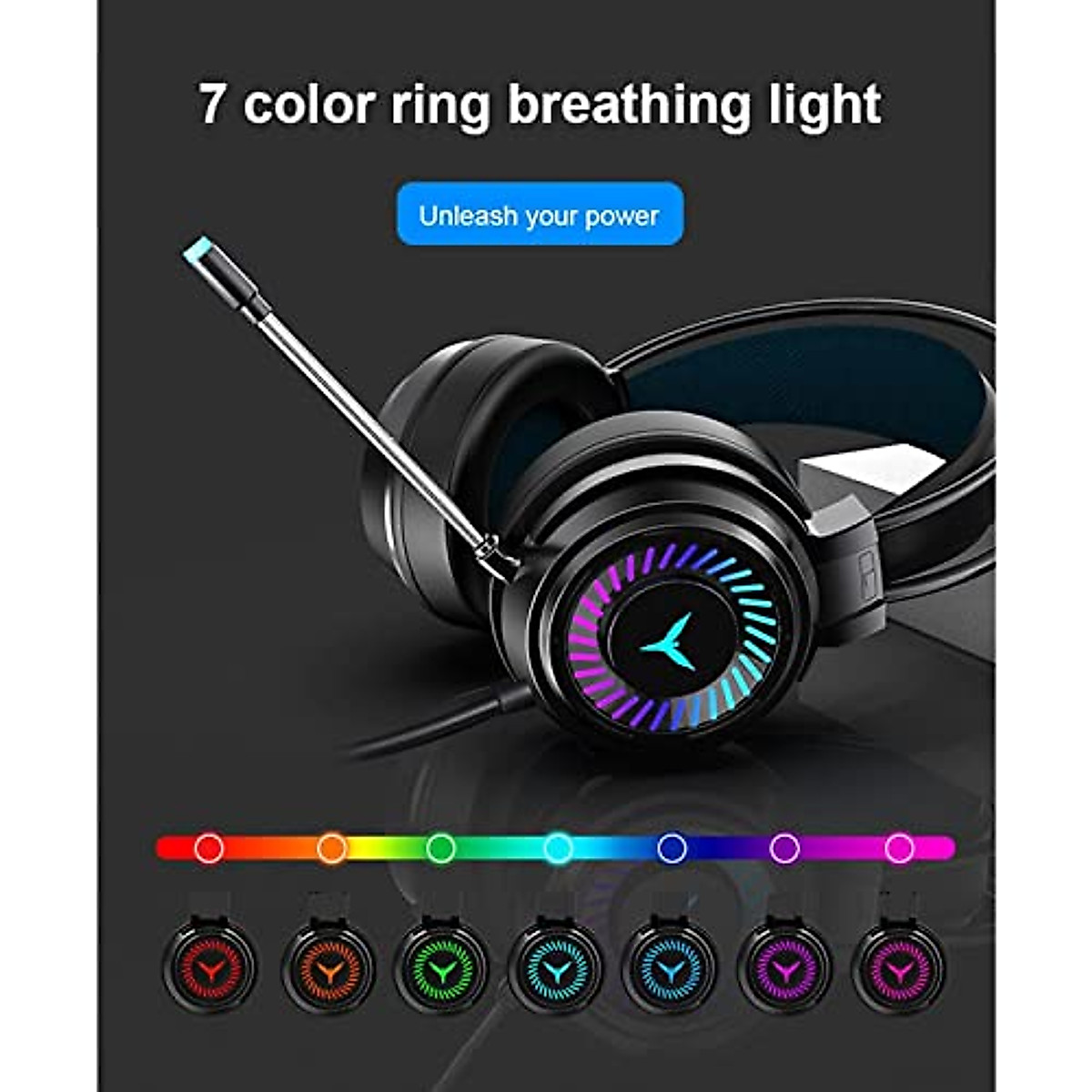 Kokiya Gaming Headset with Microphone, LED Light, PC Headset with 4D Stereo, White