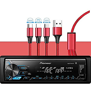 Pioneer MVH-X390BT Digital Media Receiver with Pioneer ARC app, MIXTRAX, Built-in Bluetooth and USB Direct Control for iPod/iPhone and Android Phones & zonoz 3 in 1 Multi USB Charging Cable (Bundle)