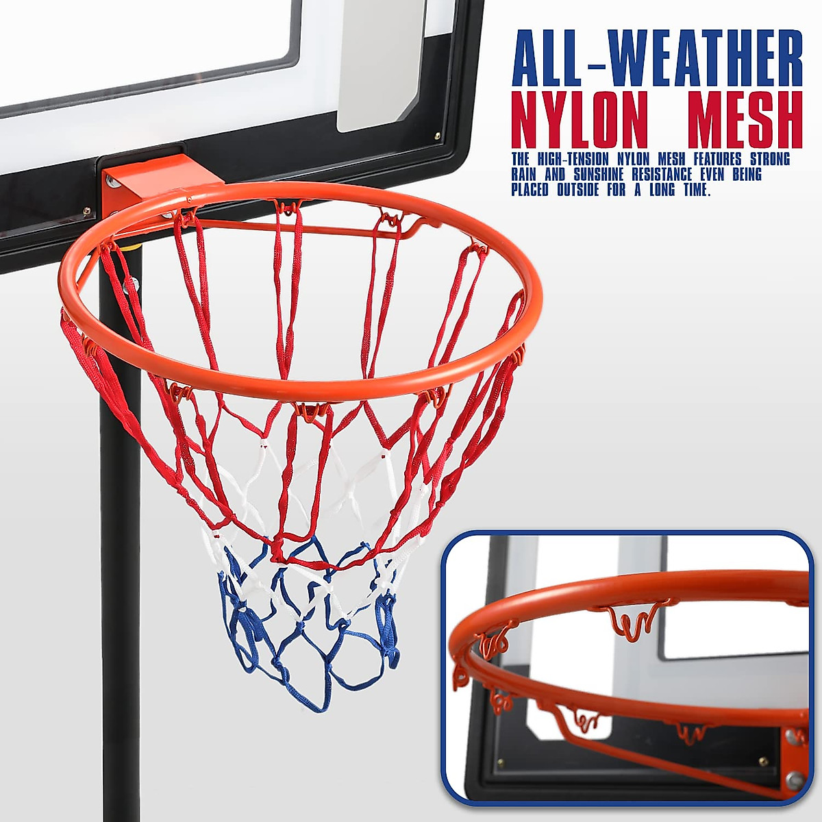 MoNiBloom Portable Basketball Hoop Goal 5ft- 7ft Adjustable-Height Stand with 33 Inch Backboard Wheels Fillable Base, Basketball Goals for Adults Indoor Outdoor Play, Black