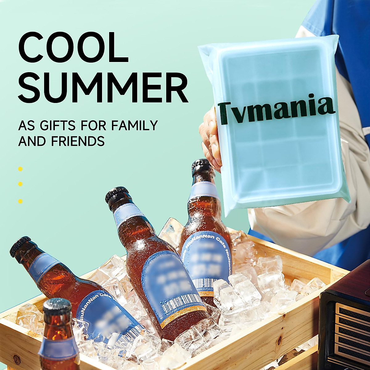 Ice Cube Trays Set of 2, Easy Release 15 Flexible Silicone Ice Cube Molds with Removable Lid Reusable Freezer Ice Trays Stackable for Whiskey, Baby Food, BPA Free (BAMBOO GREEN)