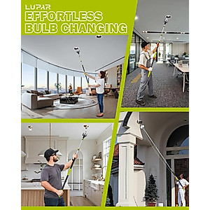 Lupar Light Bulb Changer Pole Kit 3 FT to 12 FT Telescoping Extension Pole with 2 Baskets and Suction Cup for High Ceilings and Recessed Lights Lightbulb Removal Changing