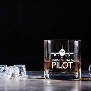 Perfectinsoy Trust me I'm a Pilot Whiskey Glass, Retired Pilot Whiskey Glass, Pilots Retiring Flight Attendants Helicopter Aviator Airman, Aviation Airline,Retirement Gifts for Coworkers