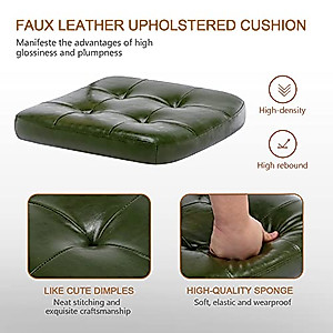 Zesthouse Modern Home Office Chair Leather Desk Chair with Rattan Back, Vanity Chair for Girls Women, Upholstered Tufted Swivel Armchair for Bedroom Living Room,Height Adjustable Computer Task Chair