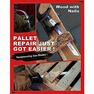 EZARC Reciprocating Saw Blade Special for Pallet Repair, 9-Inch Bi-Metal Sawzall Blades Set 10+14TPI for Nail Embedded Wood (10-Pack)