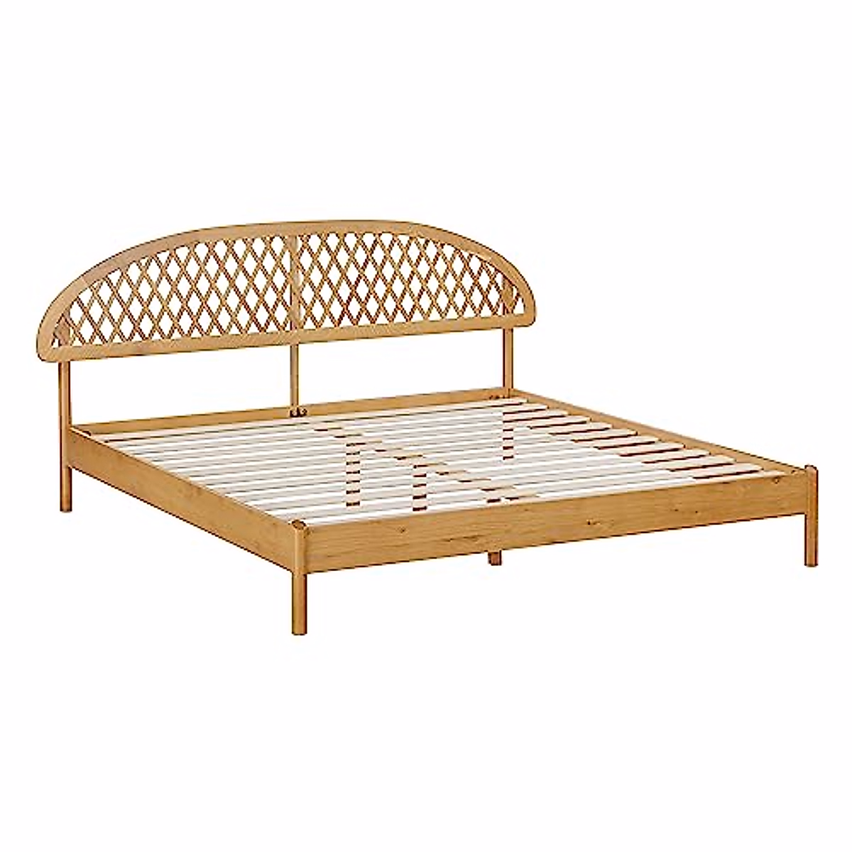 NTC Gem Wooden Bed Frame with Headboard, Solid Oak Foundation with Silent Slats and Wood Central Supports, 800 Lb Capacity, Effortless Assembly, King - Rustic Oak