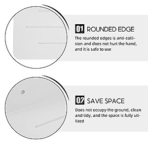 HANABASS Plastic Floating Wall Shelves Small Stick on Wall Mounted Phone Shelf Wonder Holder Wipes Rack Smart Speaker Shelf for Bathroom, Kitchen
