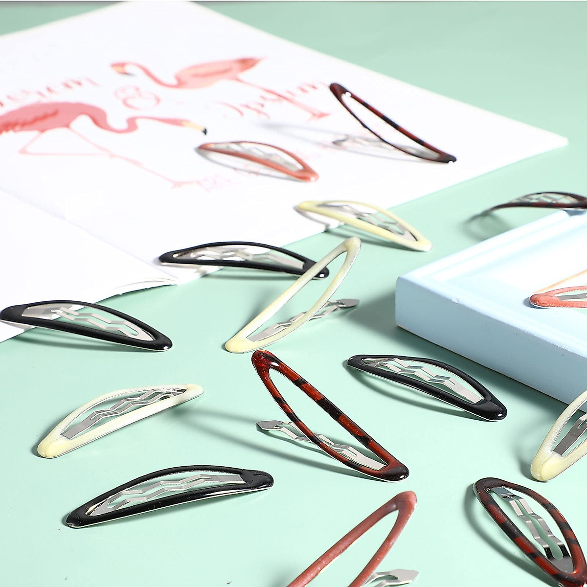 16 Pieces 2.8 Inch Big Oval Water Drop Shape Women Hair Clips Metal Stoving Varnish No Slip Hair Barrettes for Girls Women Accessories(Adorable Color)