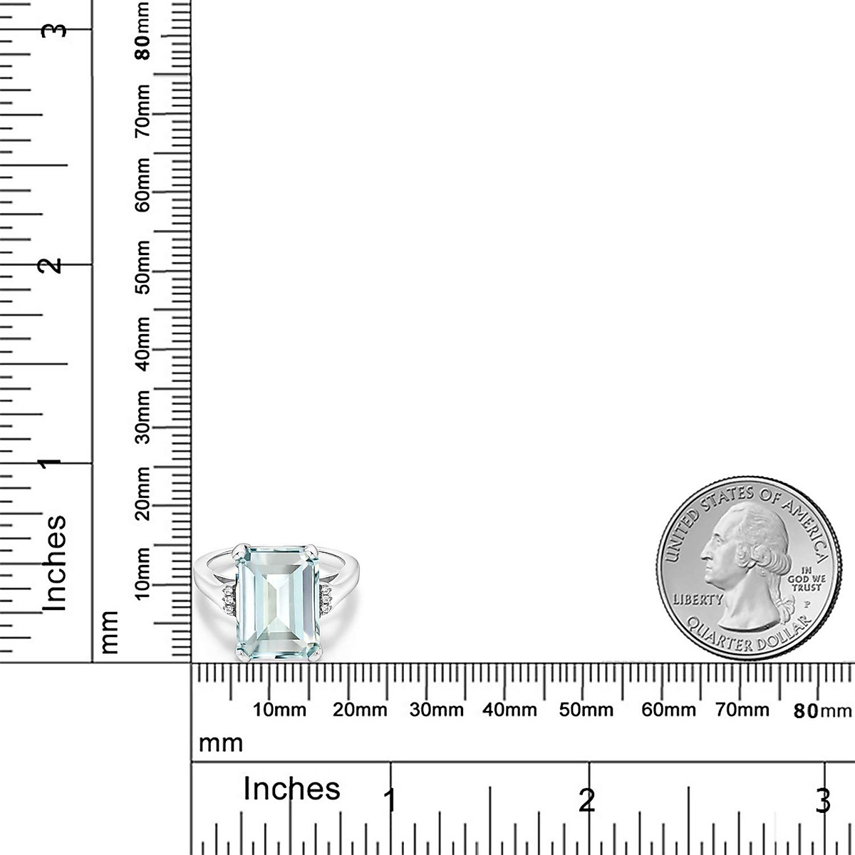 Gem Stone King 6.71 Cttw Sky Blue Simulated Aquamarine Engagement Ring For Women In 925 Sterling Silver | Emerald Cut 14X10MM | Available In Size 5, 6, 7, 8, 9