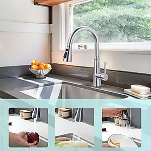 ARCORA Kitchen Faucet Spray Head Brushed Nickel, 3-Function Kitchen Sink Spray Nozzle with 9 Adapters, Kitchen Faucet Head Replacement Compatible with Moen, Delta, American Standard Faucets