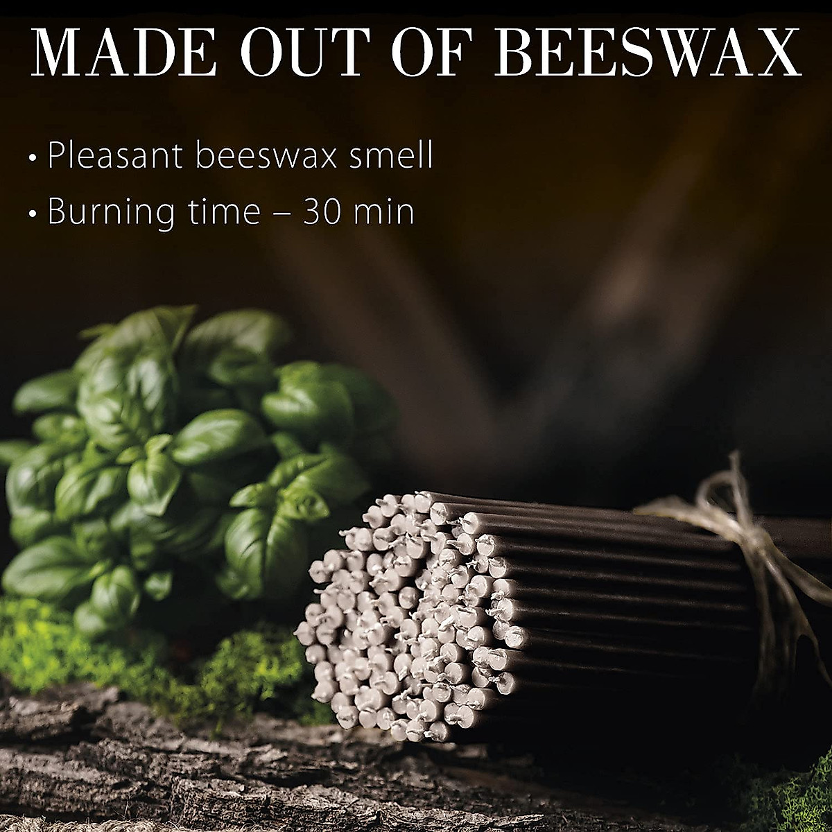 Danilovo Pure Beeswax Candles - No-Drip, Smoke-Less, Tall, Thin Taper Candles – Decorative Candles for Church Prayer, Decor or Birthday Candles – Honey Scented Candles – 6.3”x0.2” (Black,100pcs)