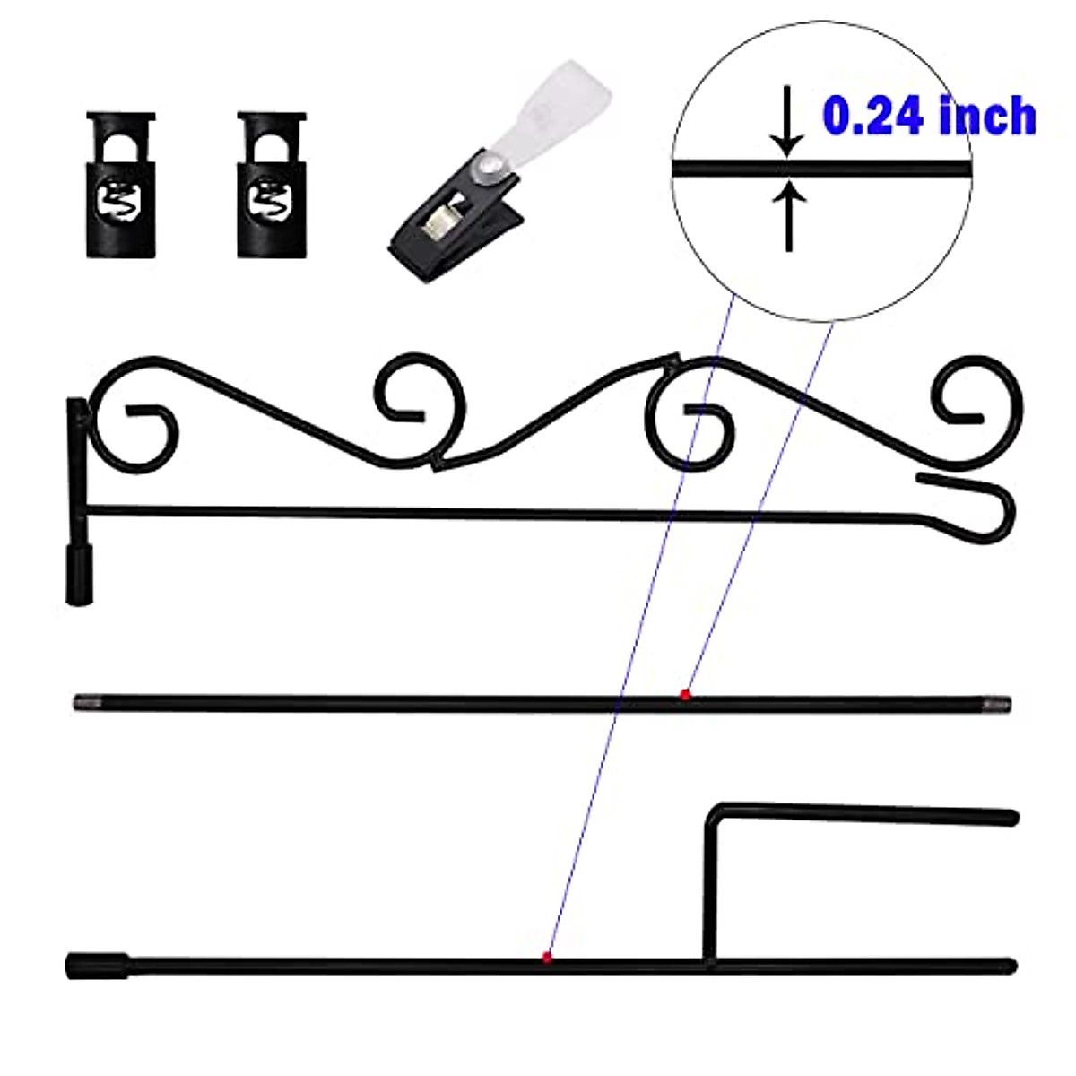Garden Flag Stand Flagpole,Sturdy Wrought Iron Garden Flag Holder Include Yard Flag Pole Clip for Season Garden Flags (Without Flag) (2 Pack)