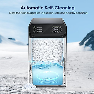 Oraimo 33 lbs/Day Countertop Nugget Ice Maker with LED Display, Self-Cleaning, and Auto Water Refill