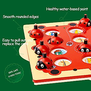KidEwan Ladybug's Garden Memory Game, Educational Toys for Kids Ages 3 and Up, Memory Matching Board Game with Double-Sided Cards, Preschool Learning Toy for Toddlers Boys Girls