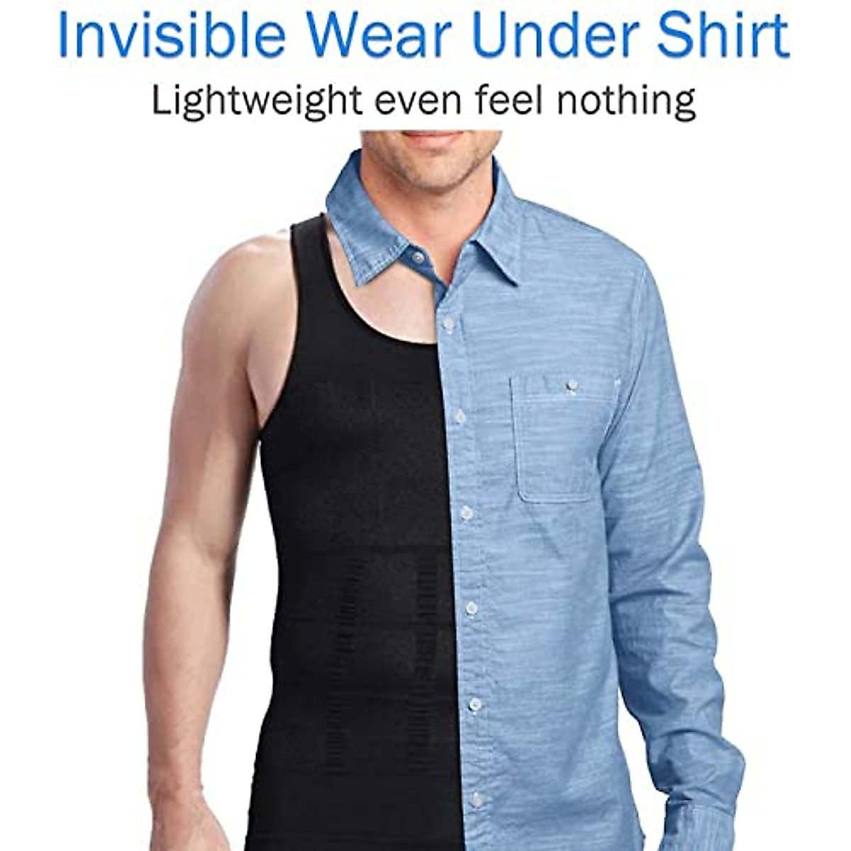 Aptoco Compression Shirts for Men,3 Pack Sleeveless Undershirt Body Shaper Vest Tank Top Mens Gynecomastia