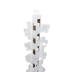 FixtureDisplays® Greeting Card Rack Clear Plexiglass Spinner Retail Spin Rack DVD CD Book Stand 6.25“ Wide Pocket 8.5" High 20 Pockets 10024