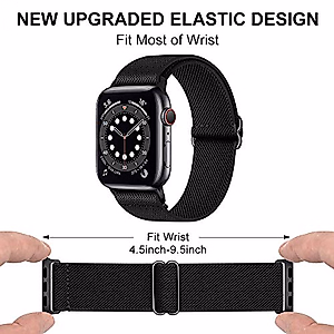 ShuYo Compatible with Apple Watch Bands 38mm 40mm 41mm 42mm 44mm 45mm,Adjustable Soft Solo Loop with Buckle Woven Elastic Sport Bands for iWatch Series SE/8/7/6/5/4/3/2/1(38 40 41MM)