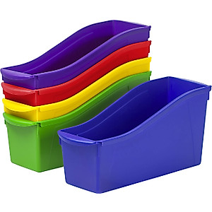Storex Interlocking Book Bins, 5 1/3 W x 14 1/3 L x 7 H, 5 Color Set, Plastic (70105U06C)