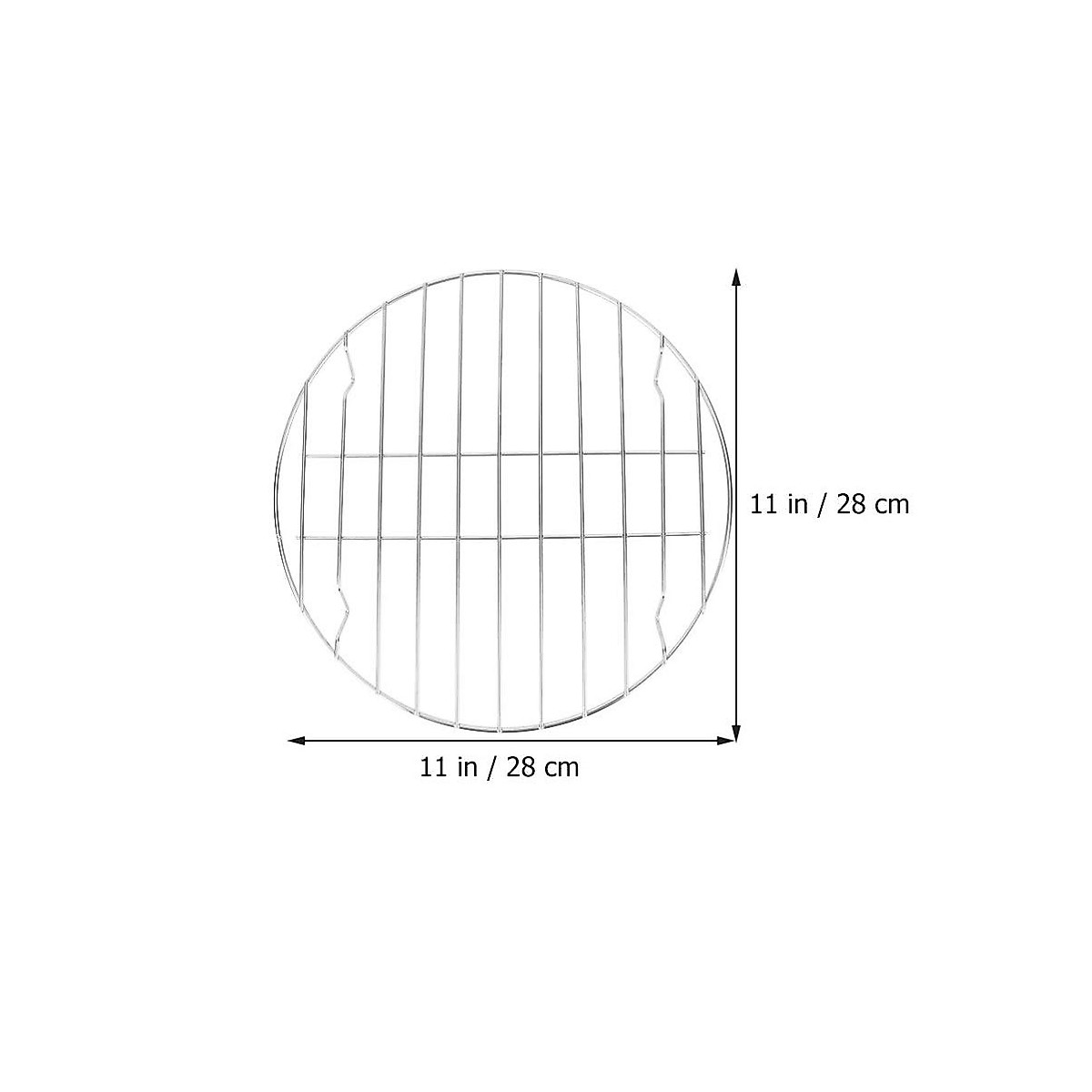 Cabilock Barbecue Wire Rack Stainless Steel Cooling Rack Round Bake Mesh Grid Grate Pizza Baking Rack for Outdoor Camping Hiking Silver 28cm (Without Black Baking Tray)