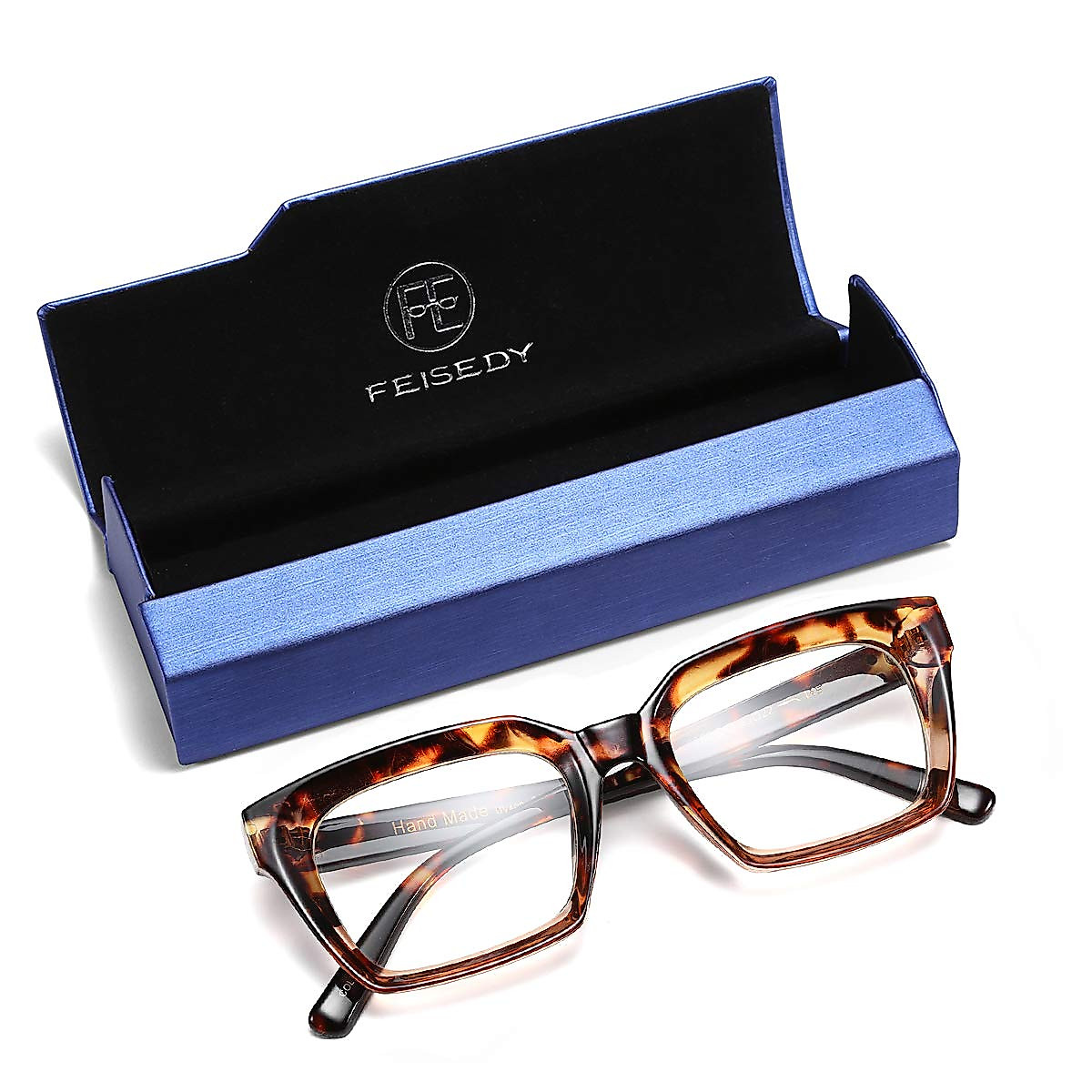 FEISEDY Glasses Frame Womens, Square Thick Eyeglasses Frame, Classic Eyewear for Men B2461