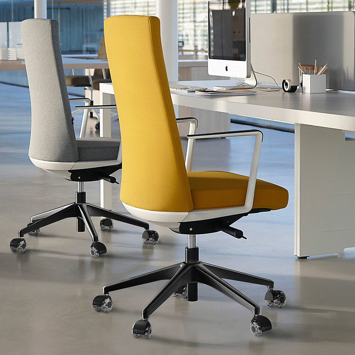 Mastery Mart Office Chair Caster Wheels for Hardwood Floors, Heavy Duty and Quiet Smooth Rollerblade Wheels for Office Chair, Universal Size (11x22mm), Suitable for Most Chairs