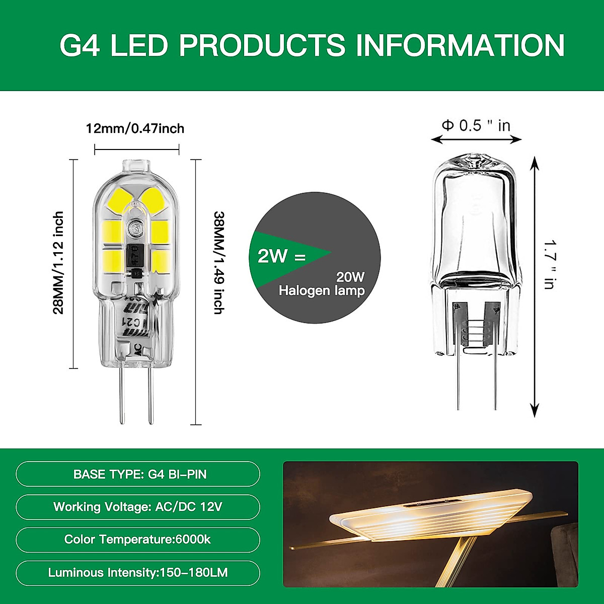 𝐒𝐫𝐢𝐨𝐦𝐧𝐲 G4 LED Bulb 12V G4 Bi Pin Bulb 2W Equivalent to Halogen lamp 20W, 6000K White Light, Non-dimmable, Suitable for Landscape Bulbs 10-Pack