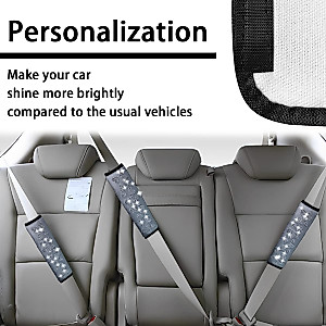 2PCS Bling Car Seat Belt Cover, Crystal Soft Shoulder Neck Protector Pad, Diamond Rhinestones Seatbelt Cushion for Women Girls, Auto Interior Accessories Universal for SUV, Truck, Van (Gray)