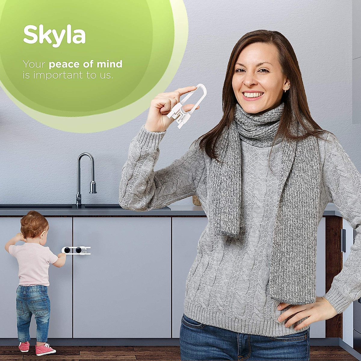 Cabinet Baby Proofing (20 Pack) by Skyla Homes - Magnetic Locks and 3M Adhesive Straps - Easiest Multipurpose No Screws or Tools Needed