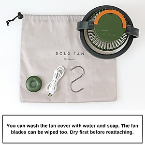 SPICE OF LIFE Circulaire Camping Fan with LED Ring Light - Khaki - 4000 mAh Battery, USB Rechargeable, Magnetic Remote, Auto Timer, Hanging Tent Hook, Removable and Washable Fan Cover