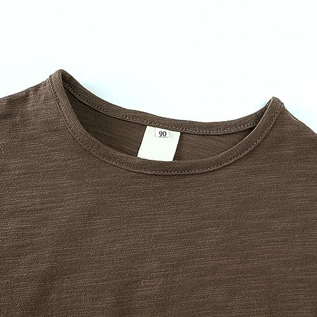 Baby Boys Girls French Terry Crewneck Sweatshirt Crewneck Sweatshirt Solid Cotton Soft Tshirts Vintage Dress Outfit Brown