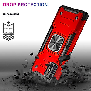 IKAZZ for Galaxy A51 5G Case with Screen Protector,Dual Layer Soft Flexible TPU and Hard PC Anti-Slip Full-Body Rugged Protective Phone Cover with Kickstand Red