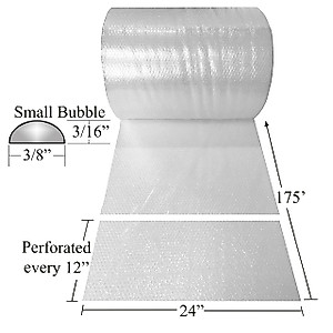 Bubble Cushioning Protective Packaging - Small 3/16" (24" Wide x 175' Length)