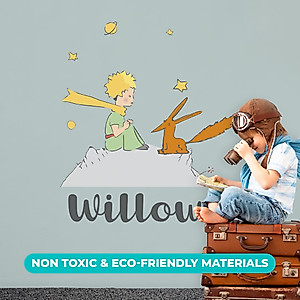 EGD Personalized Wall Decor I Name The Little Prince & Fox Wall Decals I Custom Name for Baby Room Decor I Nursery Decor for Boys and Girls I Multiple Personalization Options