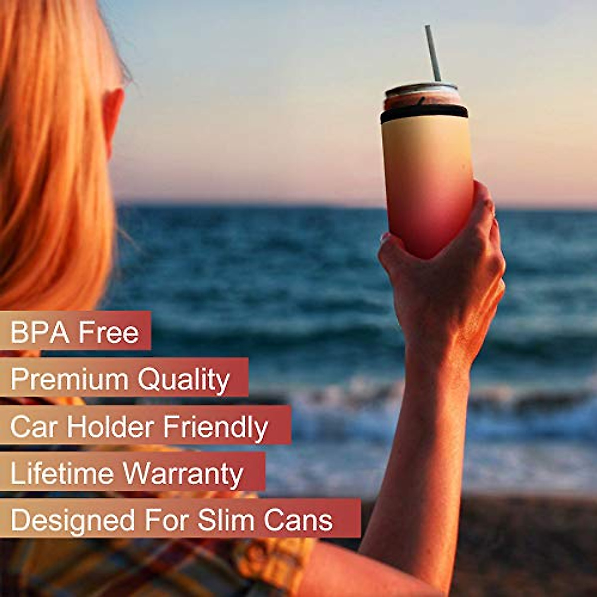 6 Skinny Can Coolers Slim Can Cooler for Slim Beer & Hard Seltzer, Skinny Beer Cans Coolie Skinny Insulators, Claw Can Cooler Sleeve Summer Daze