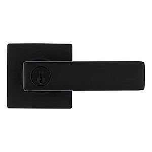 Kwikset Breton Keyed Entry Door Lever featuring SmartKey Security and Microban in Matte Black