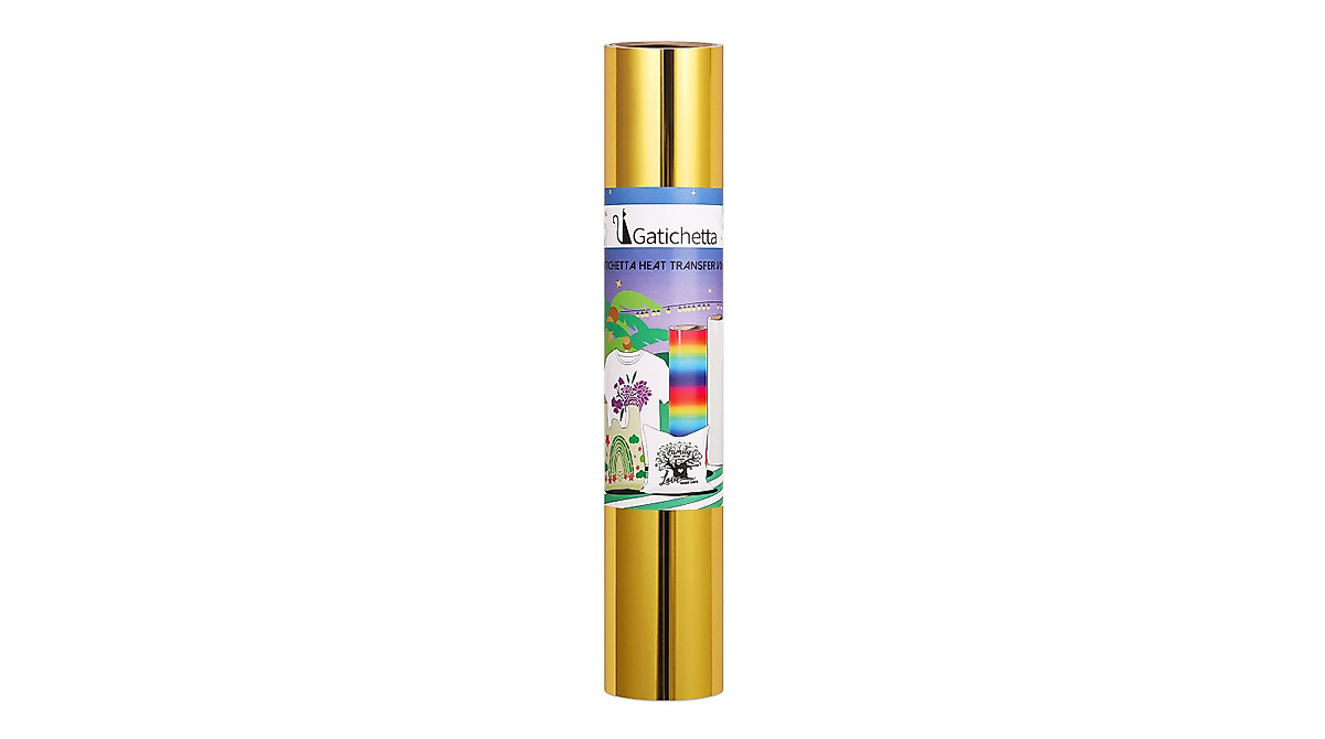 Gatichetta Metallic Gold HTV Vinyl Roll - Shiny Gold Iron-On for Fabrics