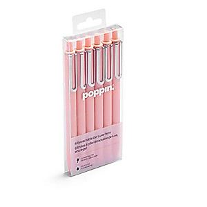 Poppin Retractable Gel Luxe Pens, Blush, Package Of 6, Black Ink