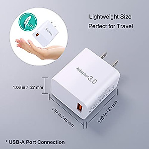 Fast Charge 3.0 Wall Charger, OKRAY 2 Pack 18W 3.0 Adapter Fast Charging USB Wall Charger Power Blocks Compatible iPhone 13/12/11/XR/XS/iPad, Samsung Galaxy S20/10/S9/S8, Note 10/9, Wireless Charger
