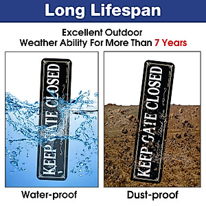 Faittoo Keep Gate Closed Sign, 2-Pack 12 x 3 Inch Reflective Rust Free Aluminum, UV Protected, Weather/Fade Resistant, Easy to Install and Read, Indoor/Outdoors Use