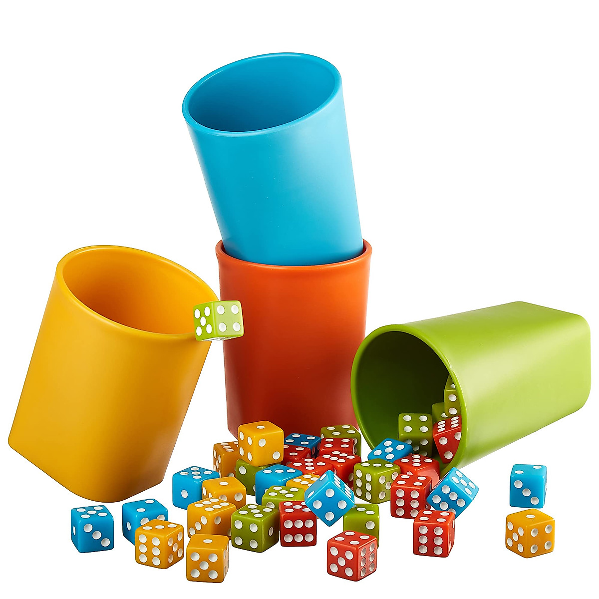 Tossing Tens - 50+ Fast, Frenzied Dice Games and 40 Colorful Dice - Included Deck of Unique Dice-chucking Activities for Game Night, 1-4 Players, Quick Play Time, Math Games (Deluxe w/Dice Cups)