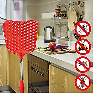 foxany Fly Swatters Extendable, Durable Plastic Fly Swatter Heavy Duty Set, Telescopic Flyswatter with Stainless Steel Handle for Indoor/Outdoor/Office (3 Pack)