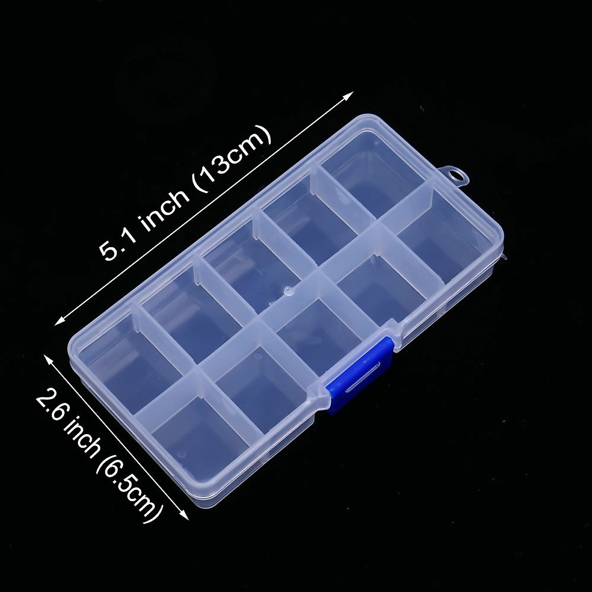 UTENEW Plastic Jewelry Organizer Box Clear Storage Bead Case for Little Crafts/Arts 2 Pack Container with 10 Grids, Small