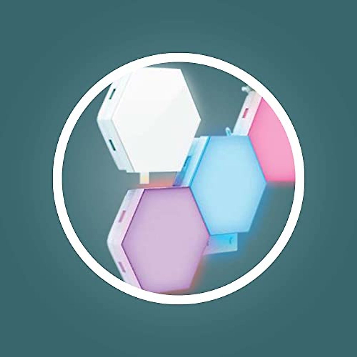 GE LED+ Color Changing LED Hexagon Tile Panels with Remote, No App or Wi-Fi Required, Linking Compatible (6 Pack)